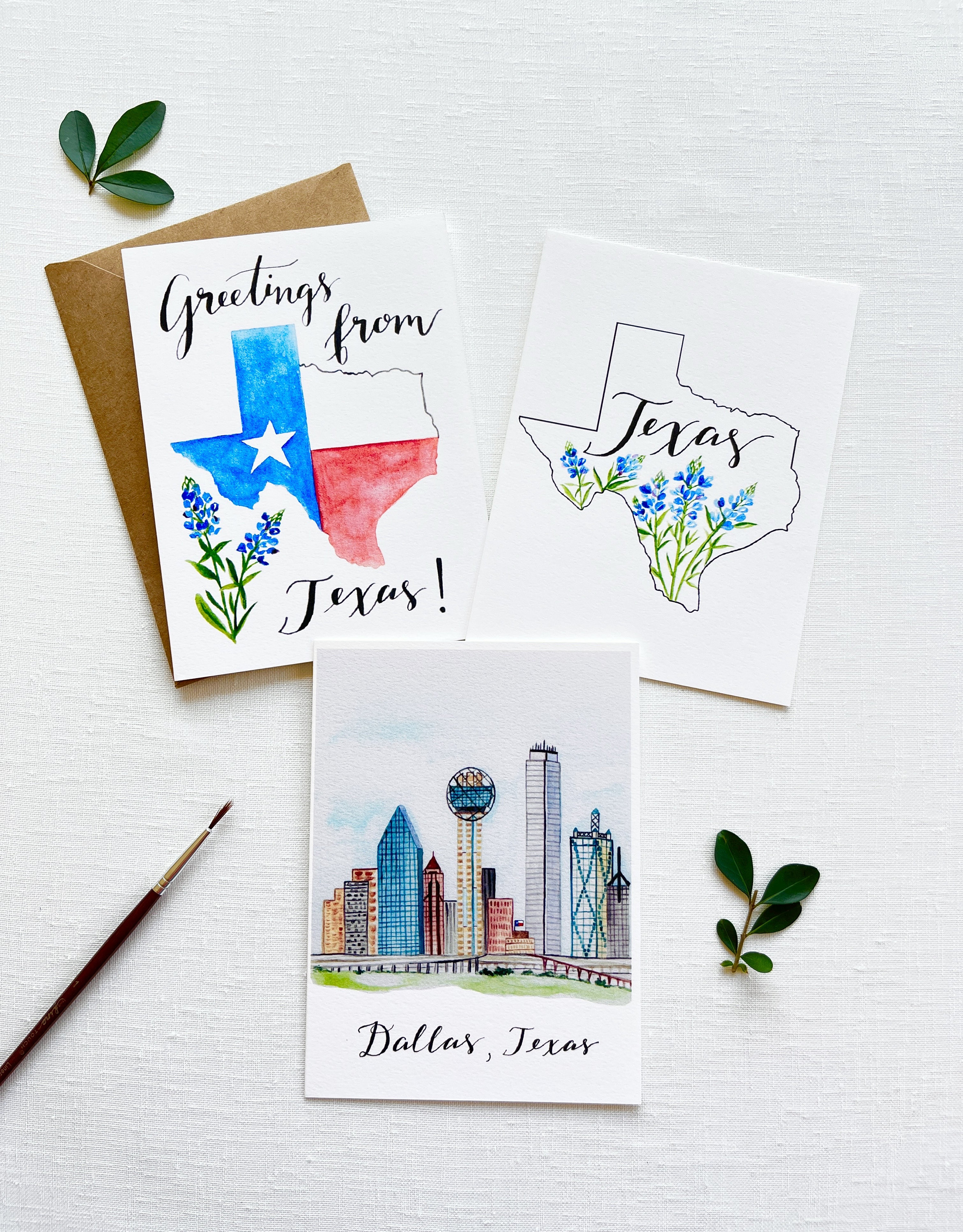 Texas Greeting Cards - Set of 6 Texas Cards Texas Bluebonnet and Dallas ...