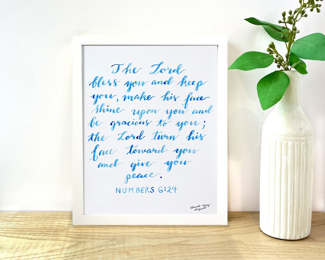 Numbers 6:24 Bible Verse Art Print Watercolor Calligraphy Wall Decor ...