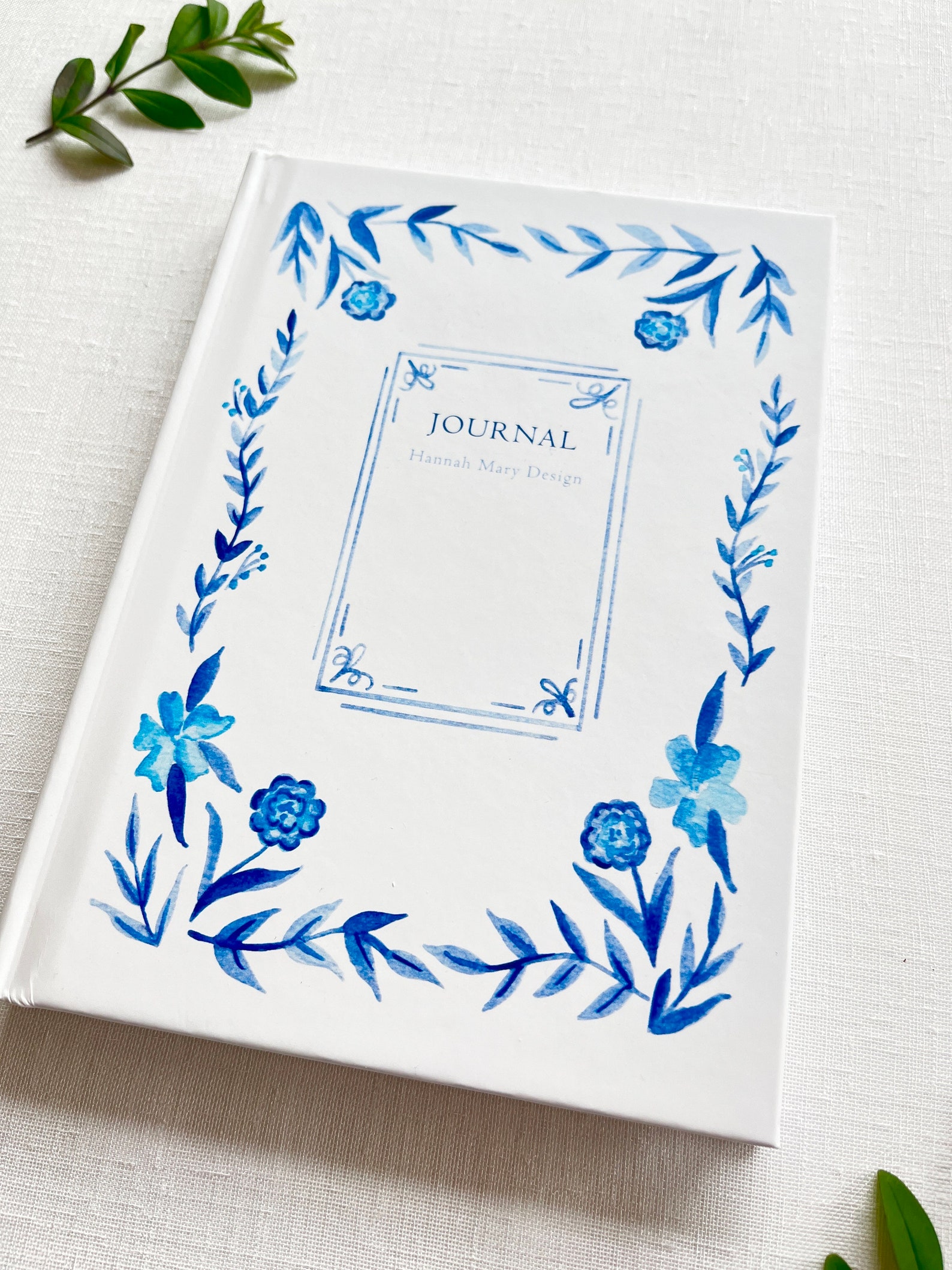 Hardcover Journal With Floral Watercolor Design With Lined Pages, Blue ...