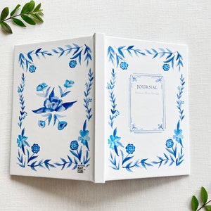 Hardcover Journal With Floral Watercolor Design With Lined Pages, Blue ...