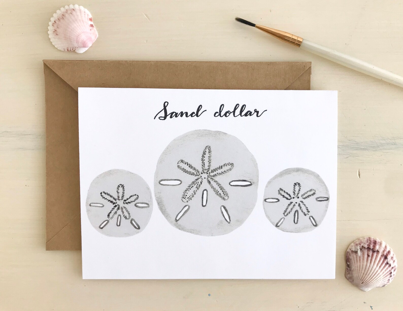 Seashell Greeting Cards Set - Set of 6 Watercolor Painted Seashells ...