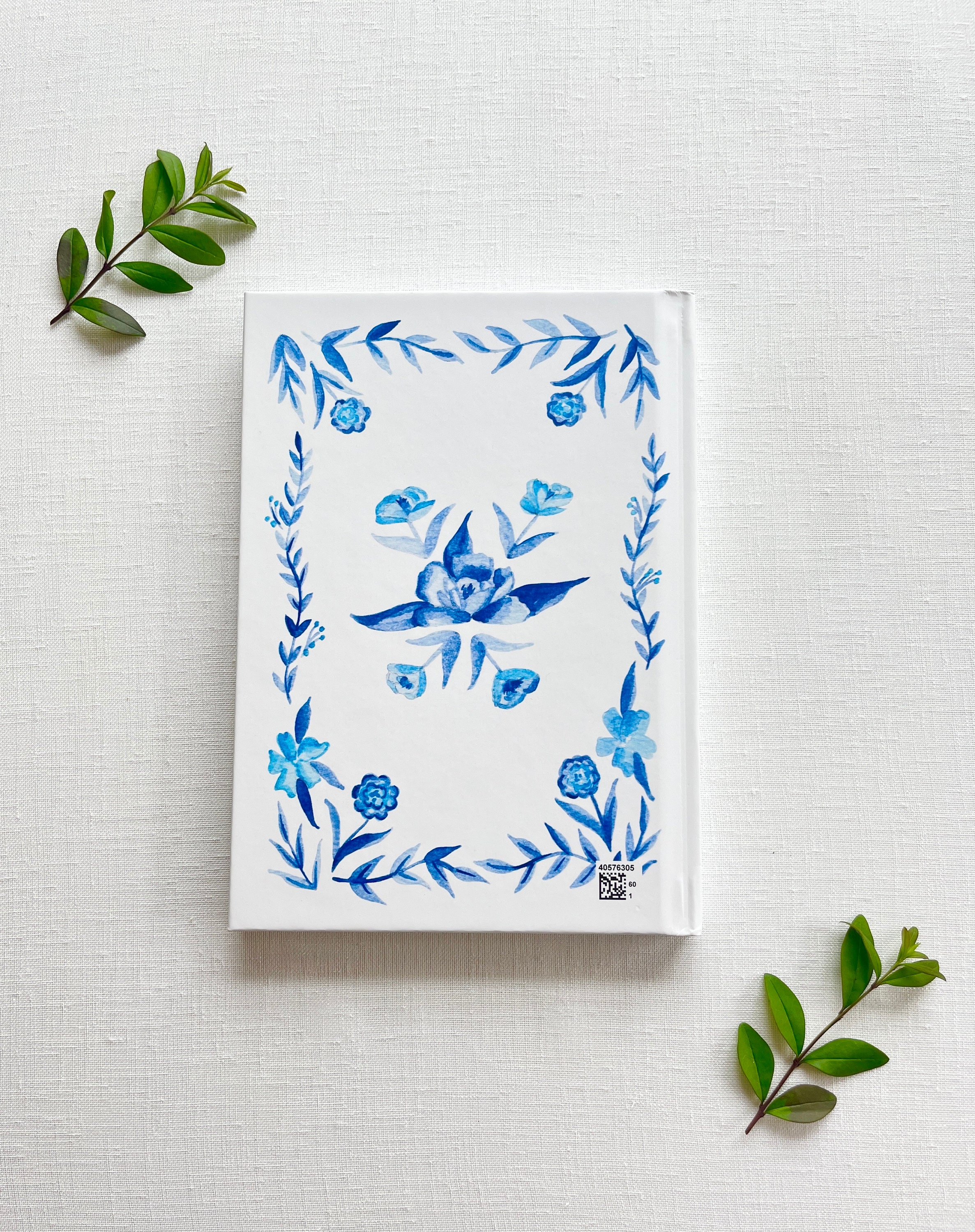 Hardcover Journal With Floral Watercolor Design With Lined Pages, Blue ...