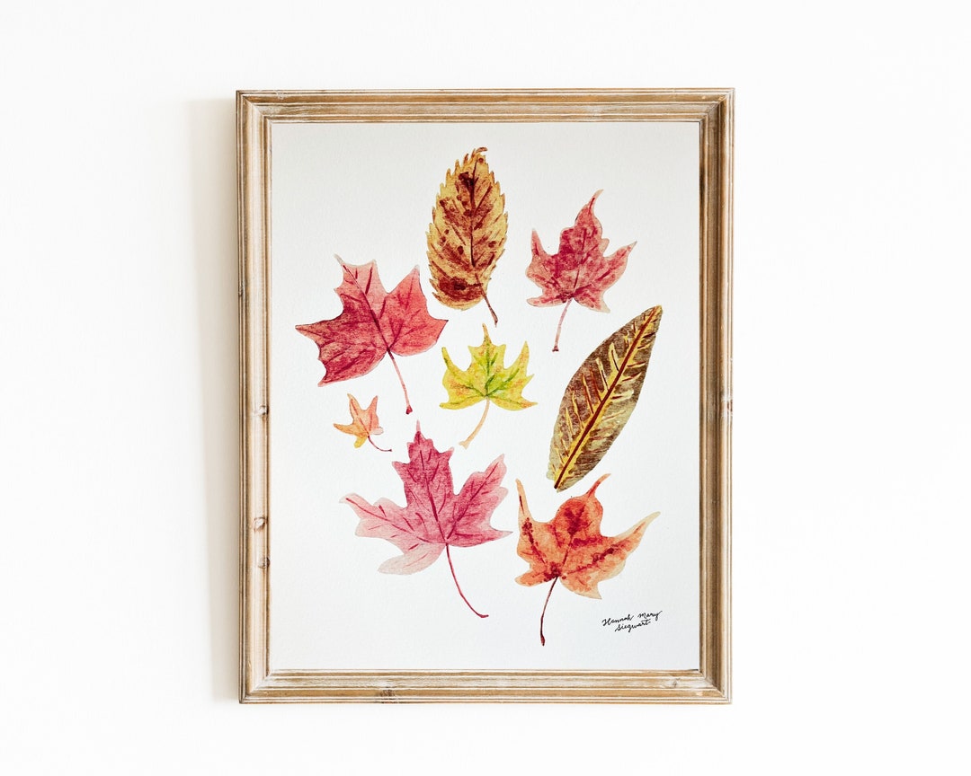 Fall Leaves Art Print Watercolor Wall Decor Fall Artwork - Etsy