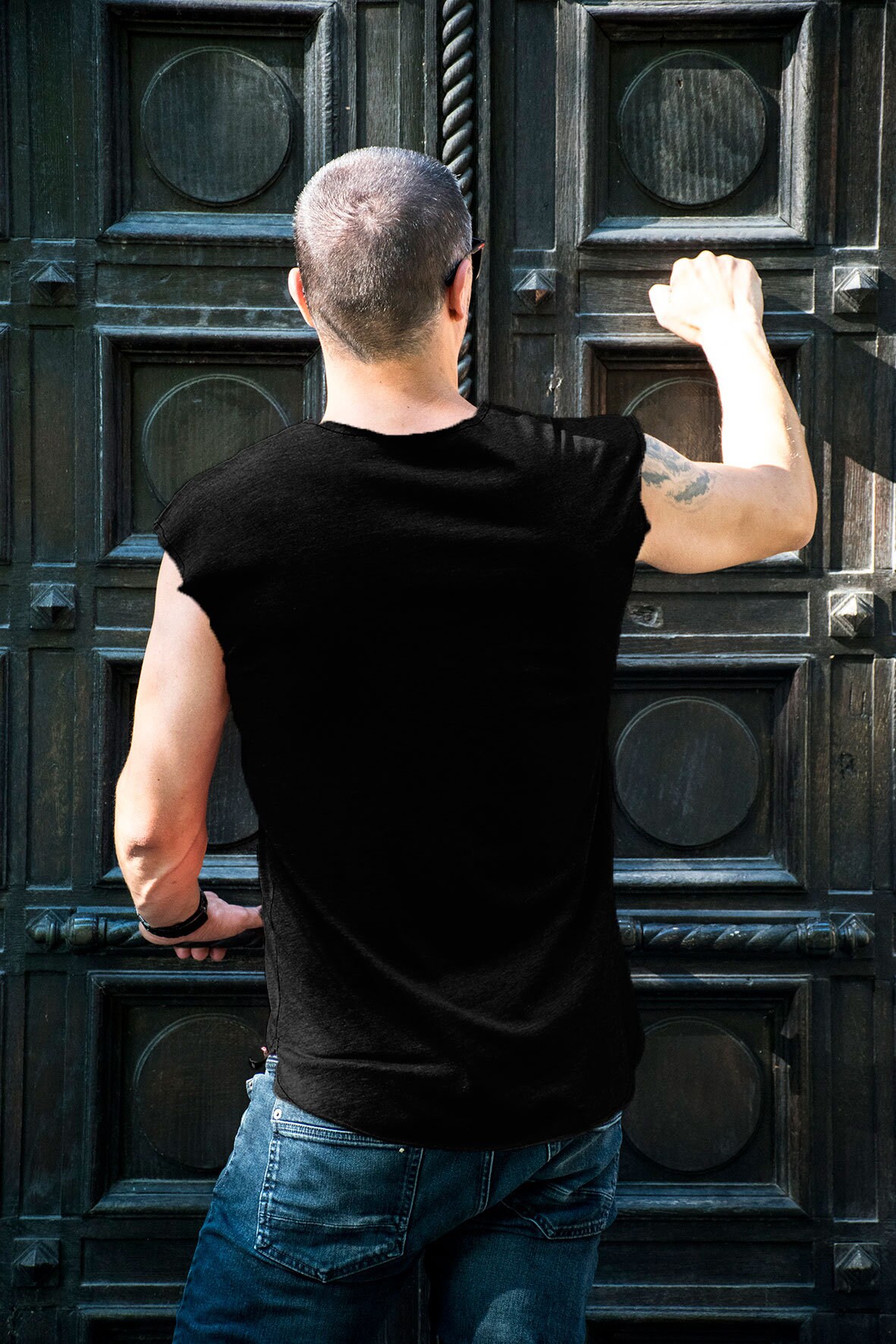 Minimalistic Black Men Tank Top/basic Cut, Cotton Men Tank Top/raw Edge ...