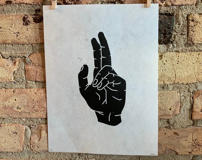 Hand of Benediction Linocut Print Hnprints - Etsy