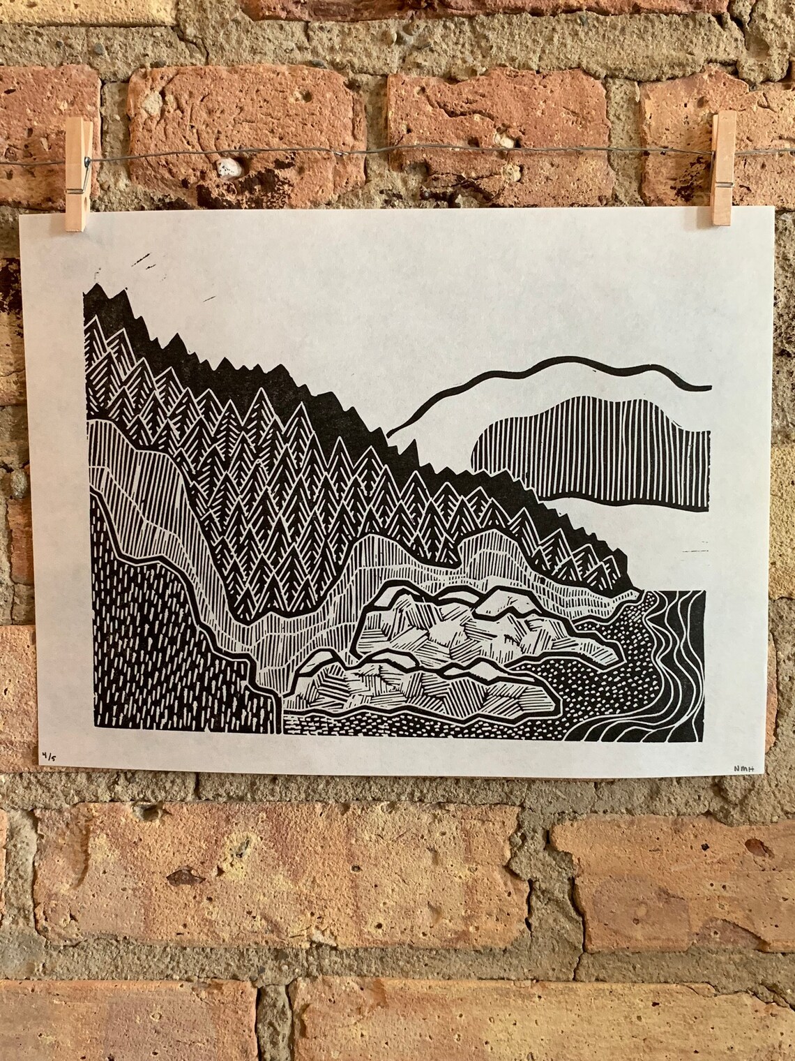 Crescent Beach Shoreline | Linocut Print | Hnprints - Etsy