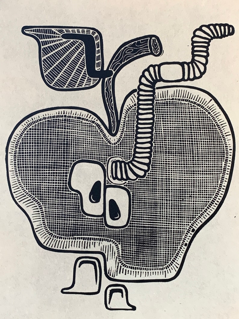 Apple | Linocut Print | Hnprints - Etsy