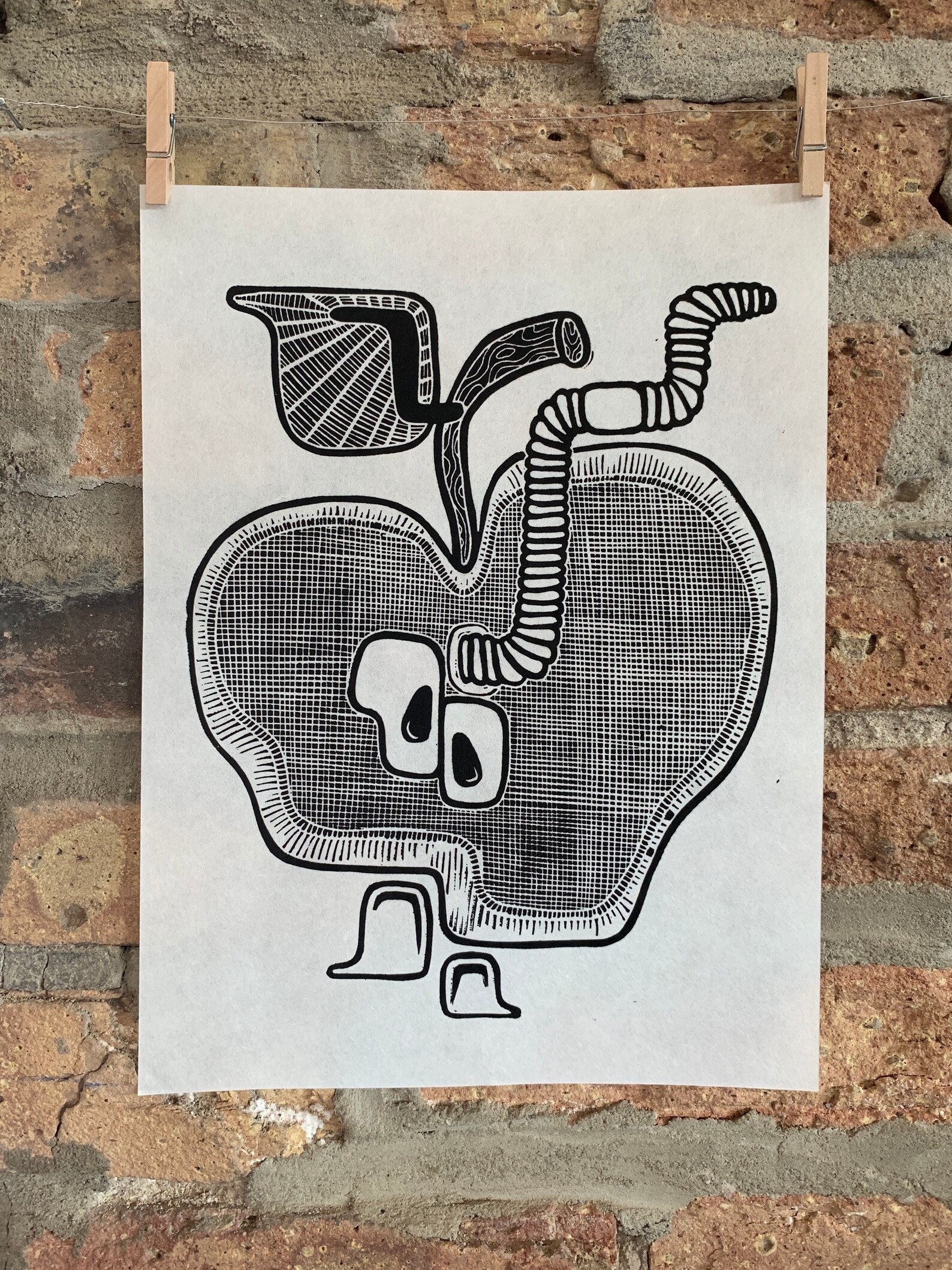 Apple | Linocut Print | Hnprints - Etsy