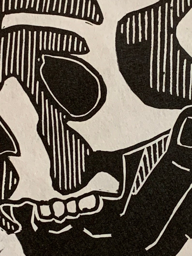 Hand Holding Skull | Linocut Print | Hnprints - Etsy