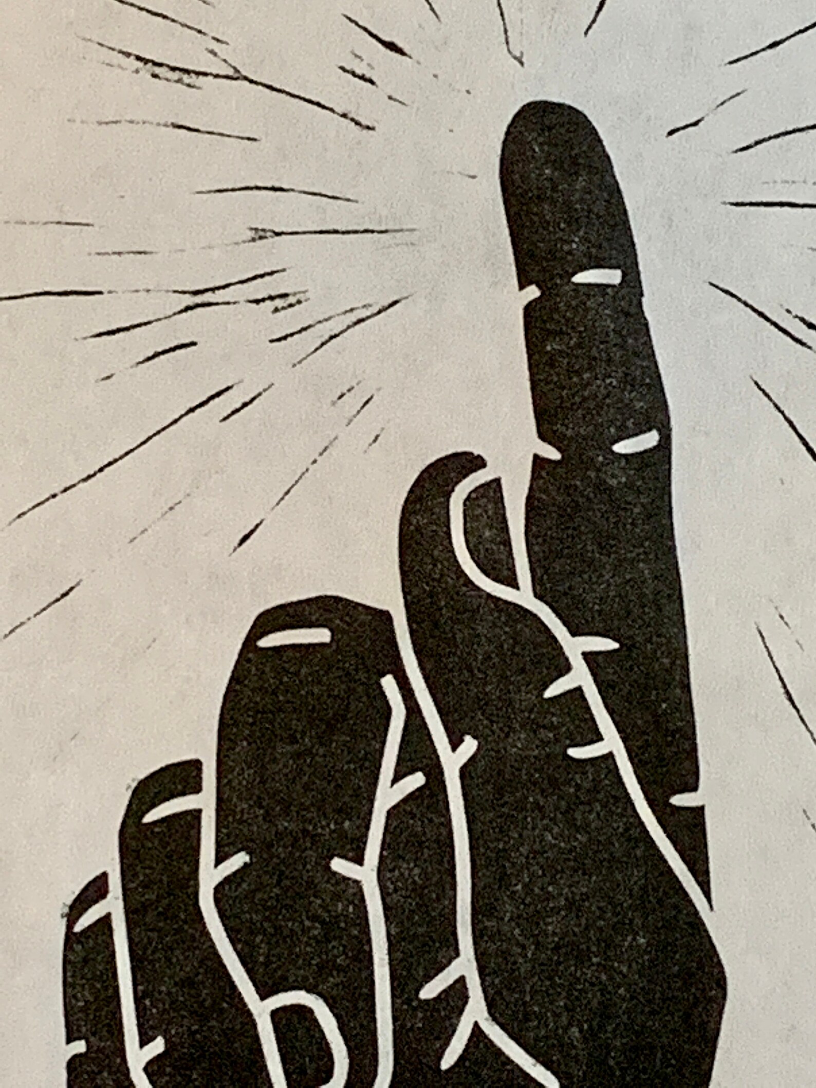 Manicule Pointing Finger Linocut Print Hnprints - Etsy