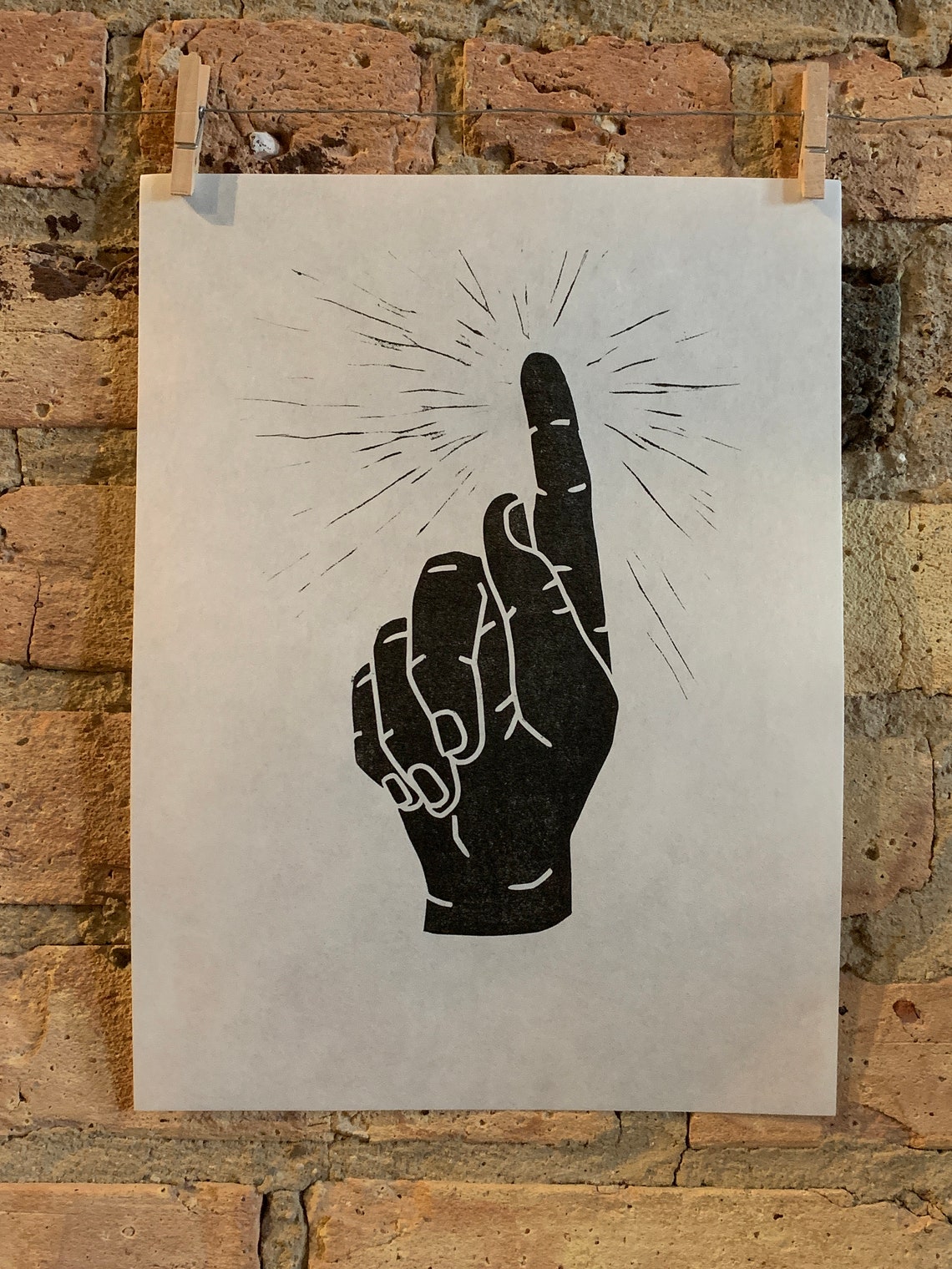 Manicule | Pointing Finger | Linocut Print | Hnprints - Etsy