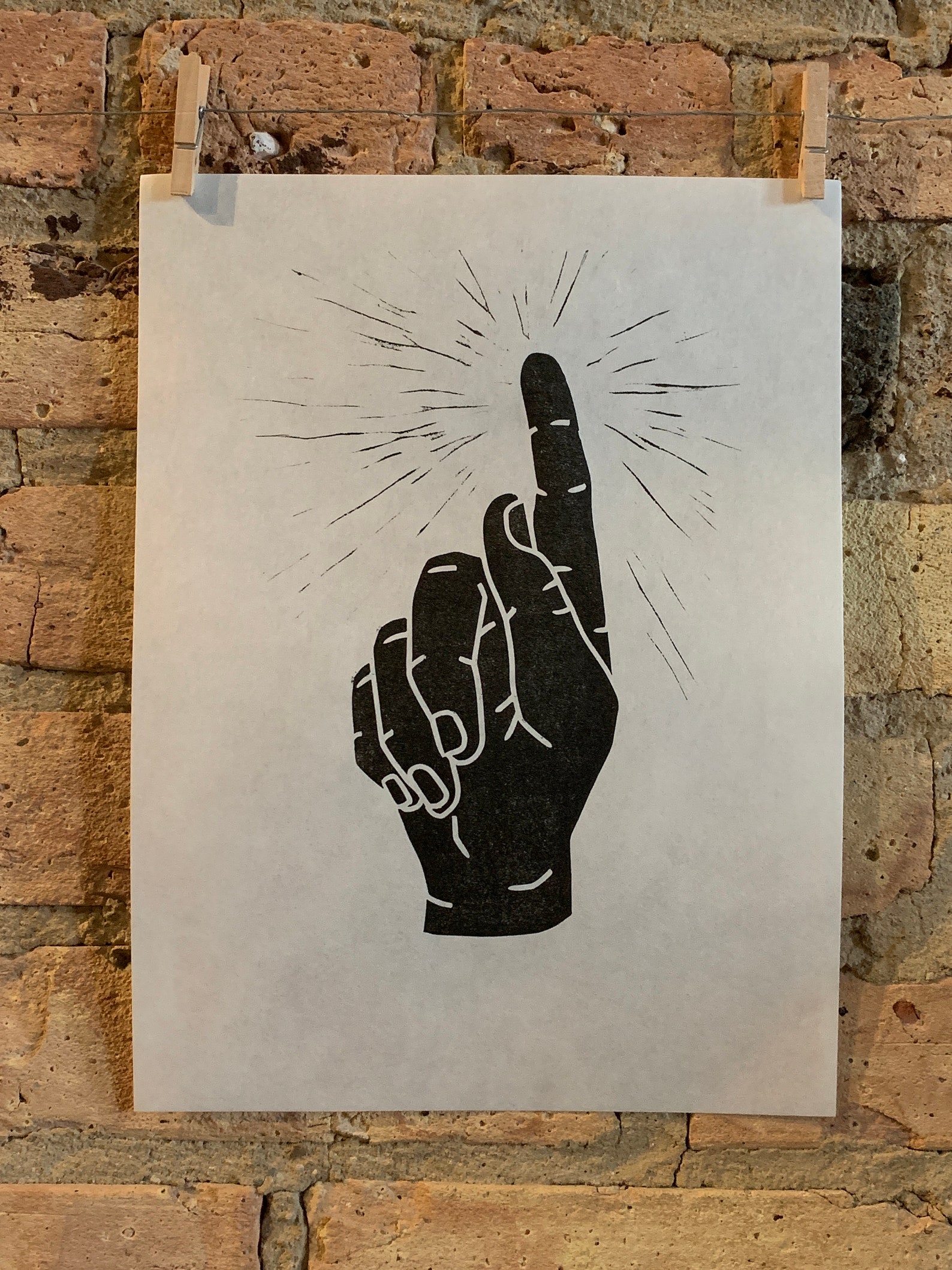 Manicule Pointing Finger Linocut Print Hnprints - Etsy