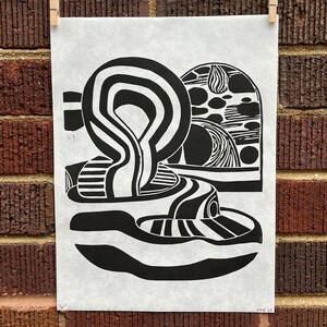 Portal 04 | Linocut Print | Hnprints | Optical Illusion | Abstract ...