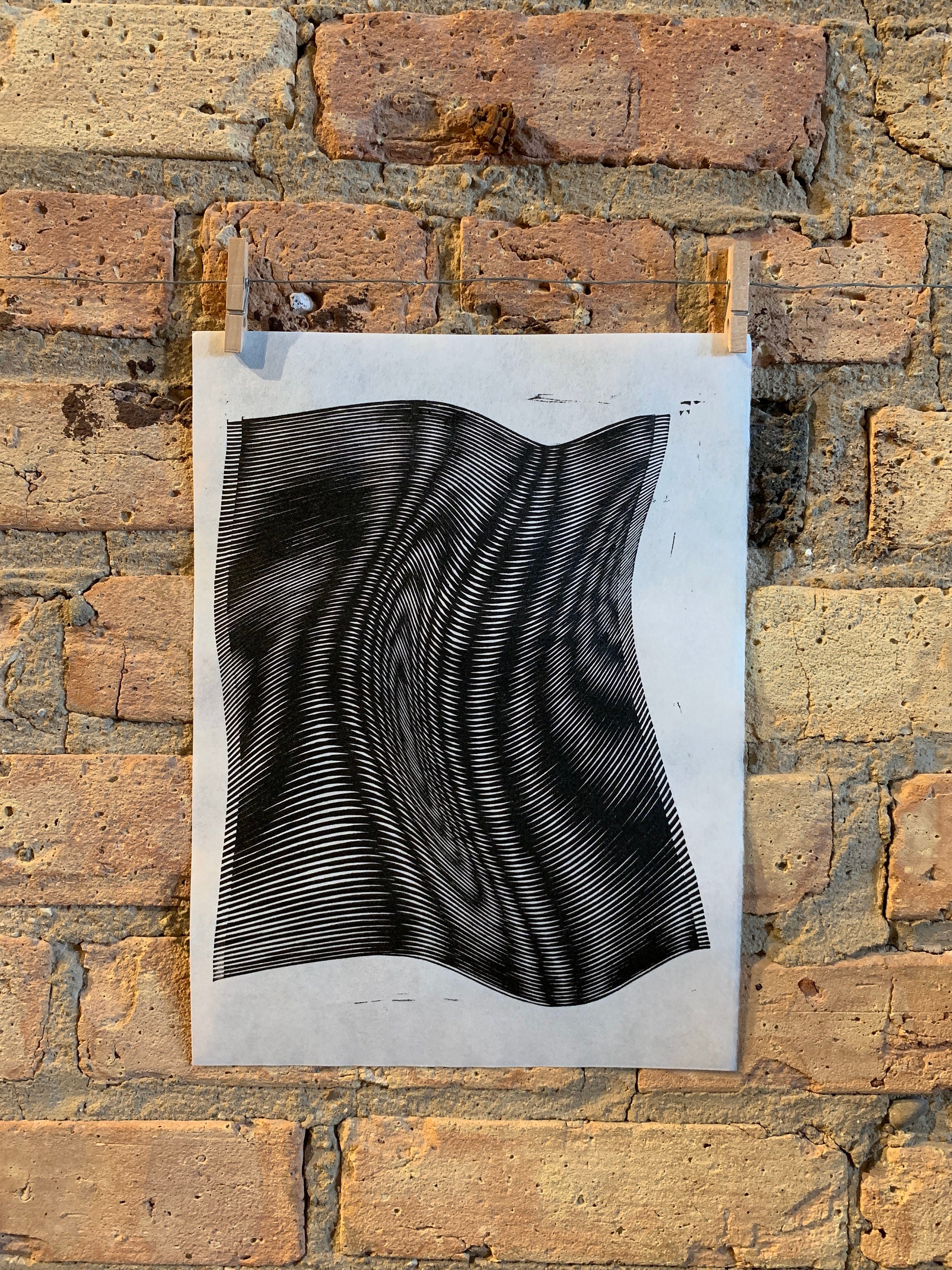 Flowing / Moiré Test 03 Linocut Print Hnprints Optical | Etsy