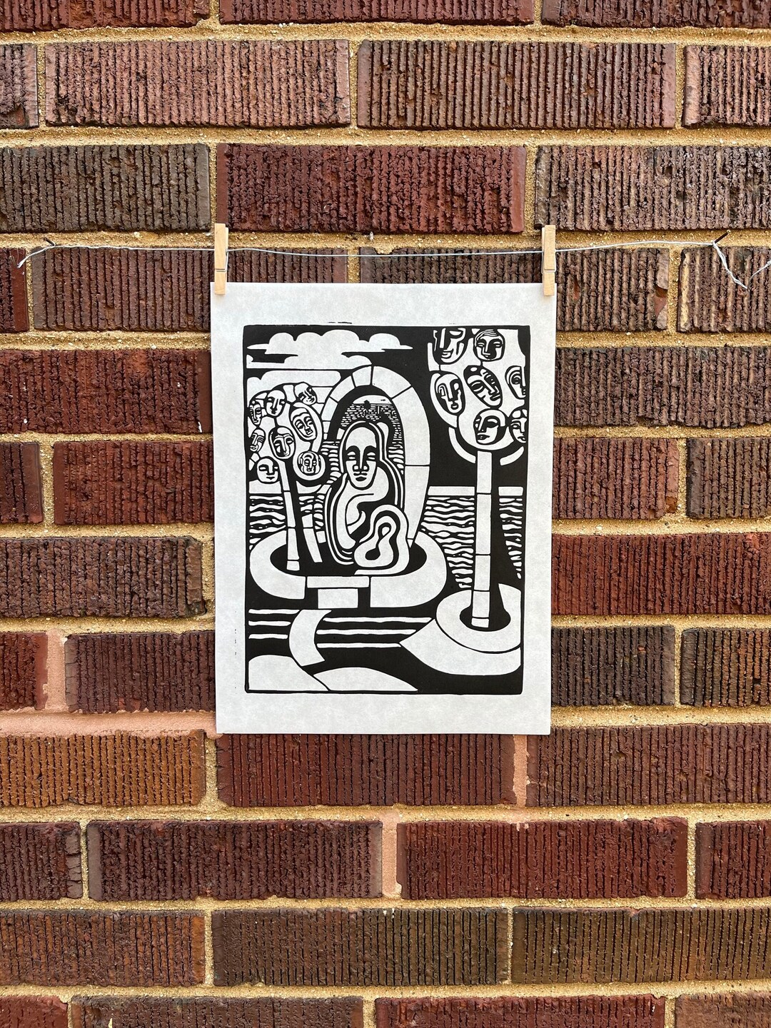 Lakefront Totem 12 | Linocut Print | Hnprints - Etsy