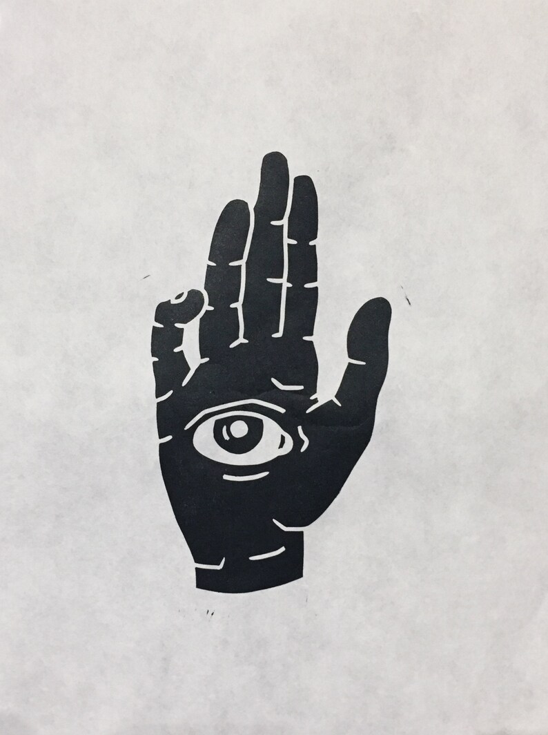 Hand With Eye Iconography Hand Linocut Print Hnprints - Etsy