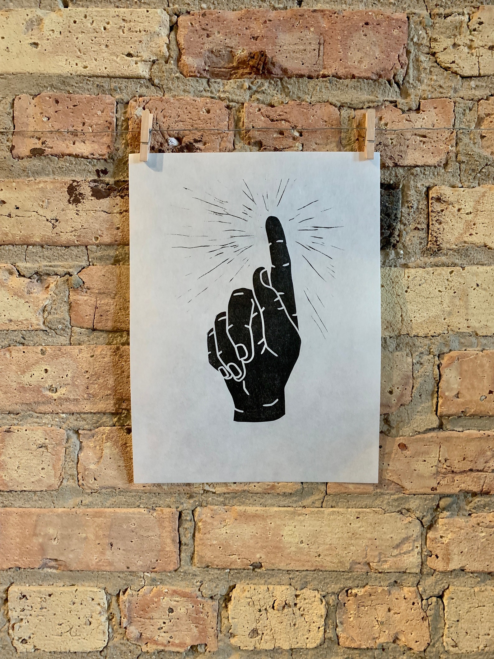 Manicule | Pointing Finger | Linocut Print | Hnprints - Etsy