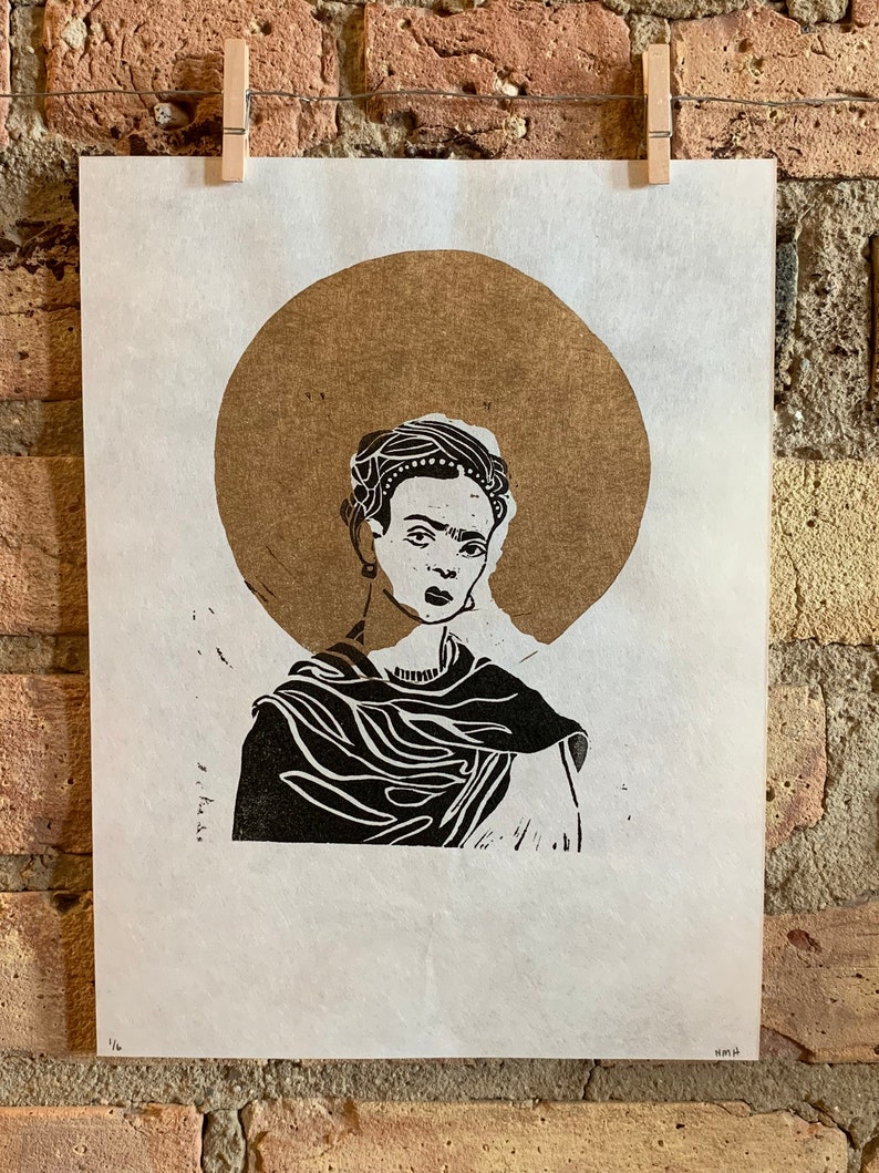 Frida Kahlo Icon Linocut Print Hnprints - Etsy
