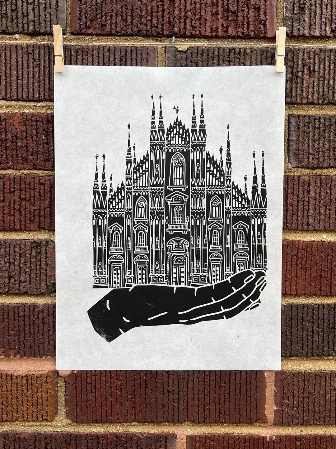 Duomo Di Milano Hand | Handscape | Linocut Print | Hnprints - Etsy