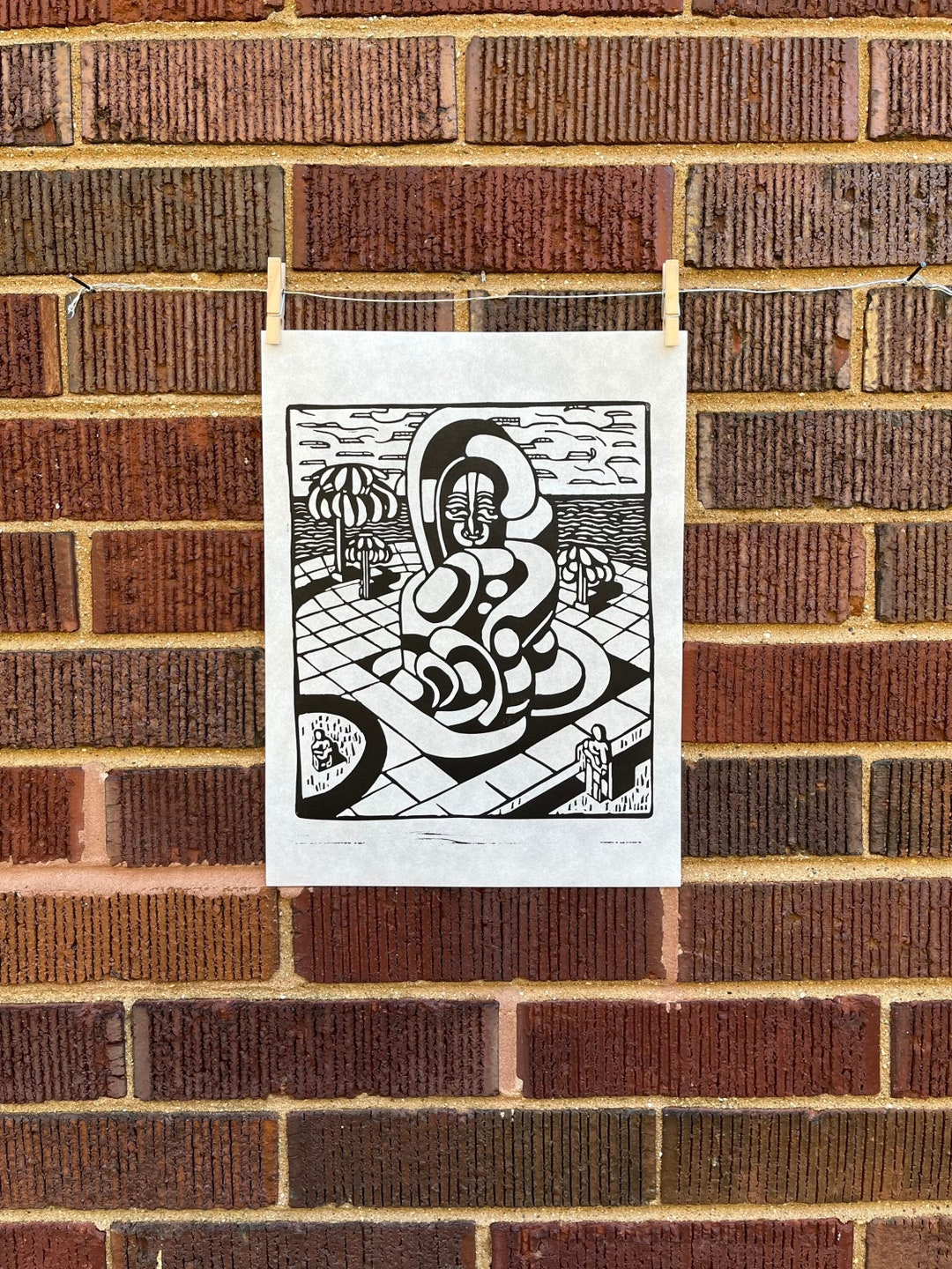 Lakefront Totem 1 | Linocut Print | Hnprints - Etsy