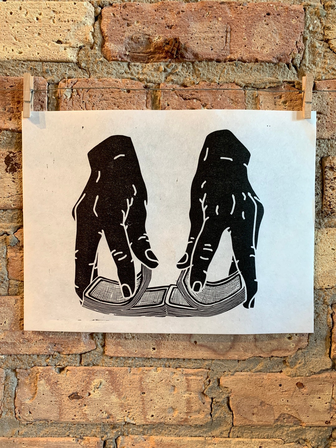 Shuffle | Hands Shuffling Cards | Linocut Print | Hnprints - Etsy