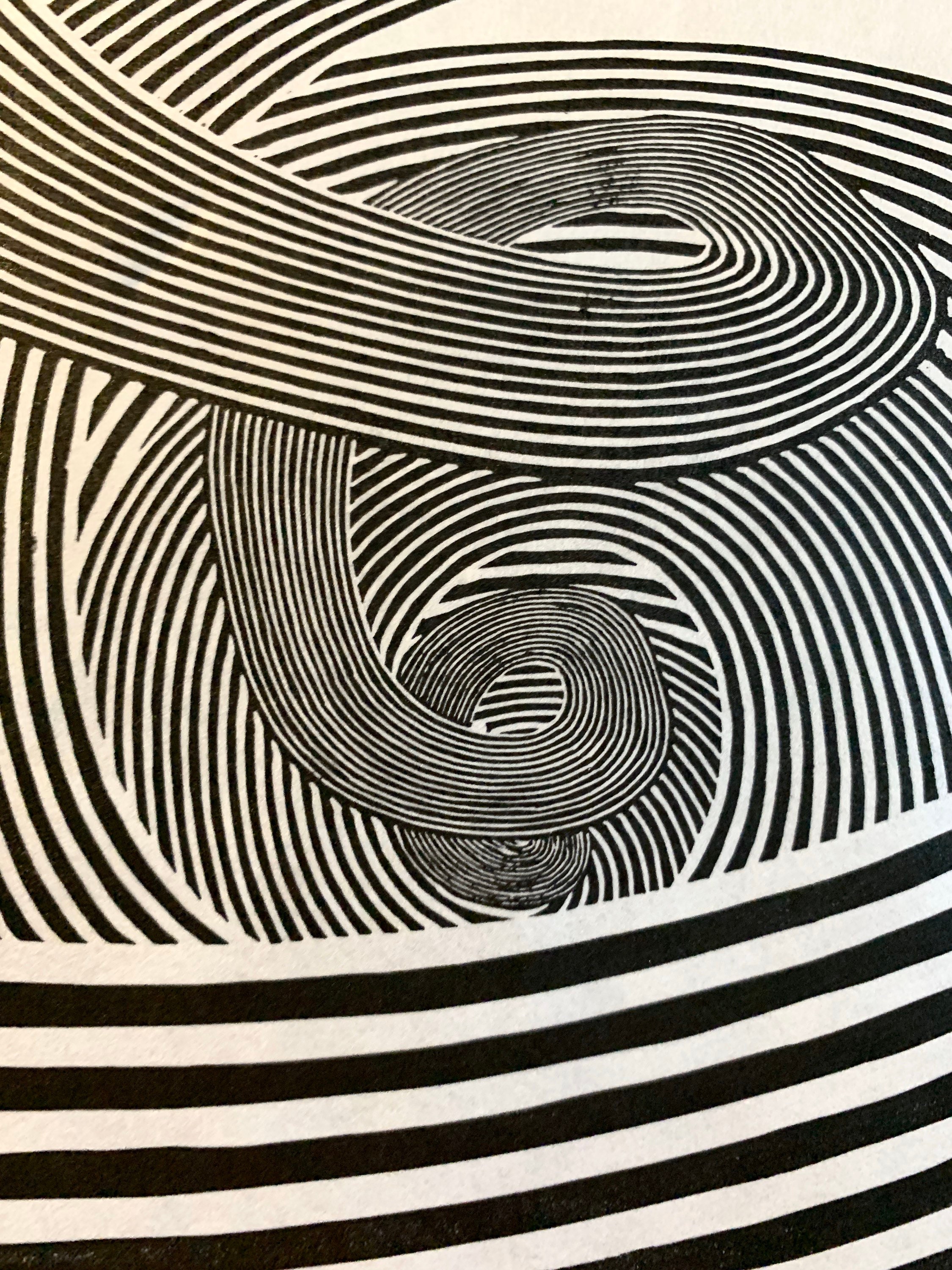 Spiral / Moiré Test 08 | Linocut Print | Hnprints | Optical Illusion ...