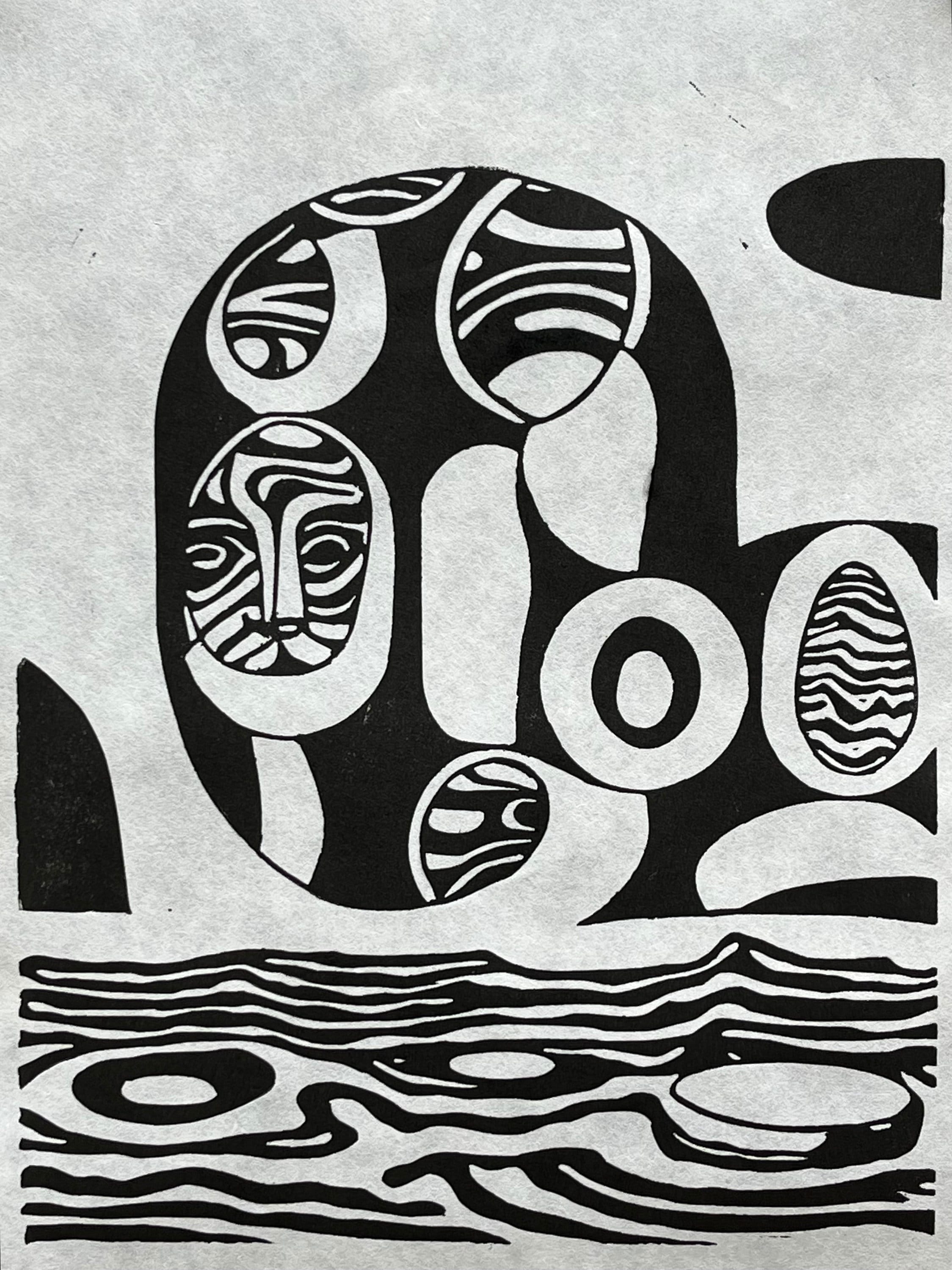 Portal 06 | Linocut Print | Hnprints | Optical Illusion | Abstract ...