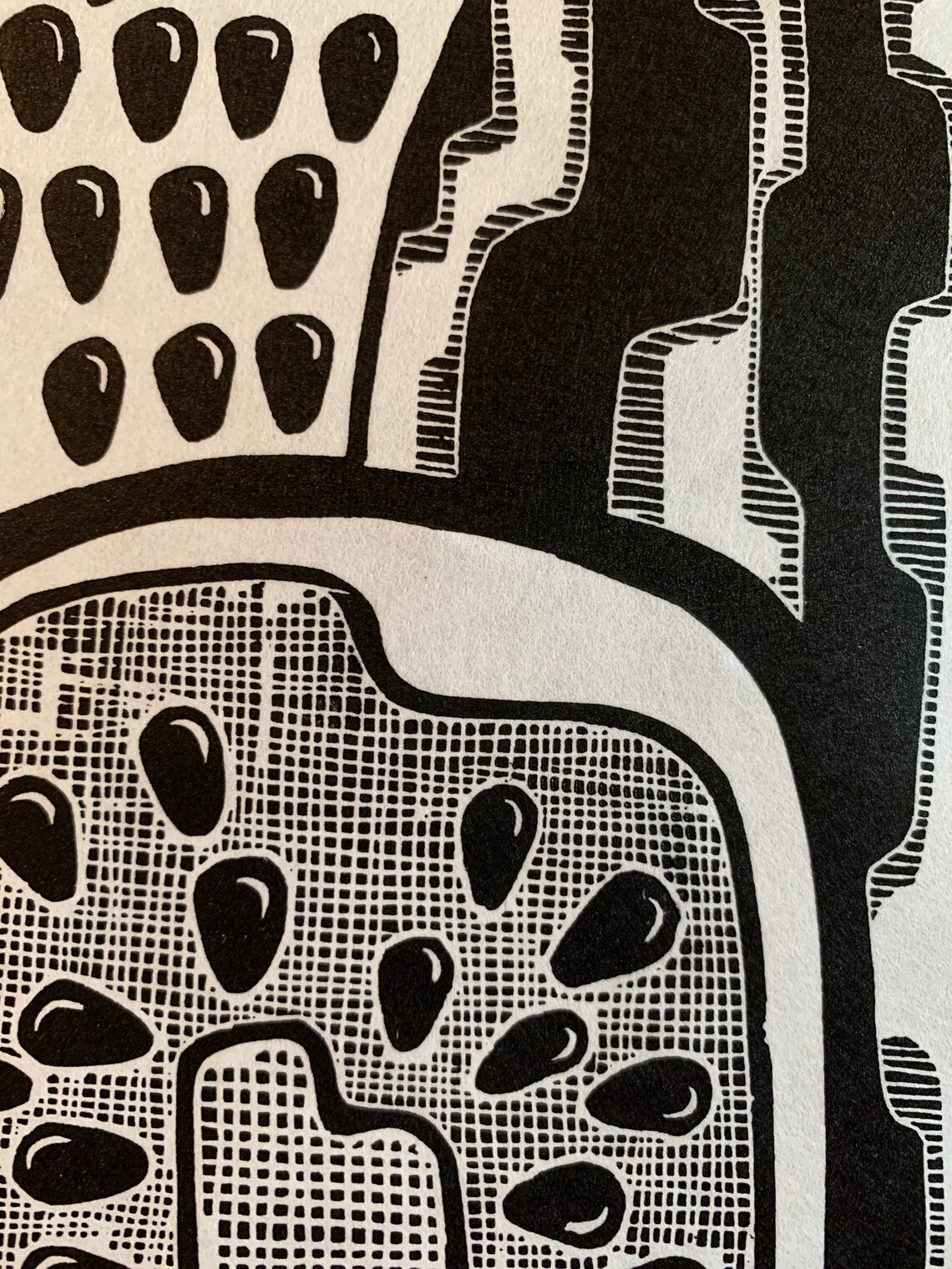 Abstract Watermelon | Linocut Print | Hnprints - Etsy