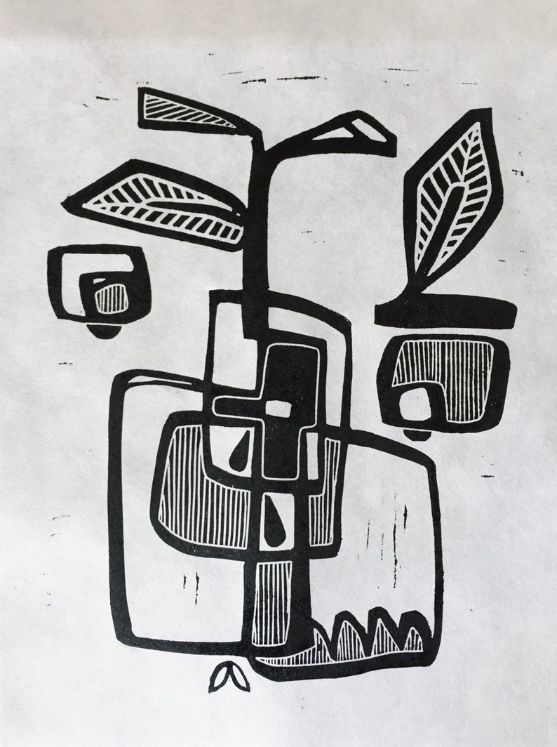Abstract Pear Linocut Print Hnprints - Etsy