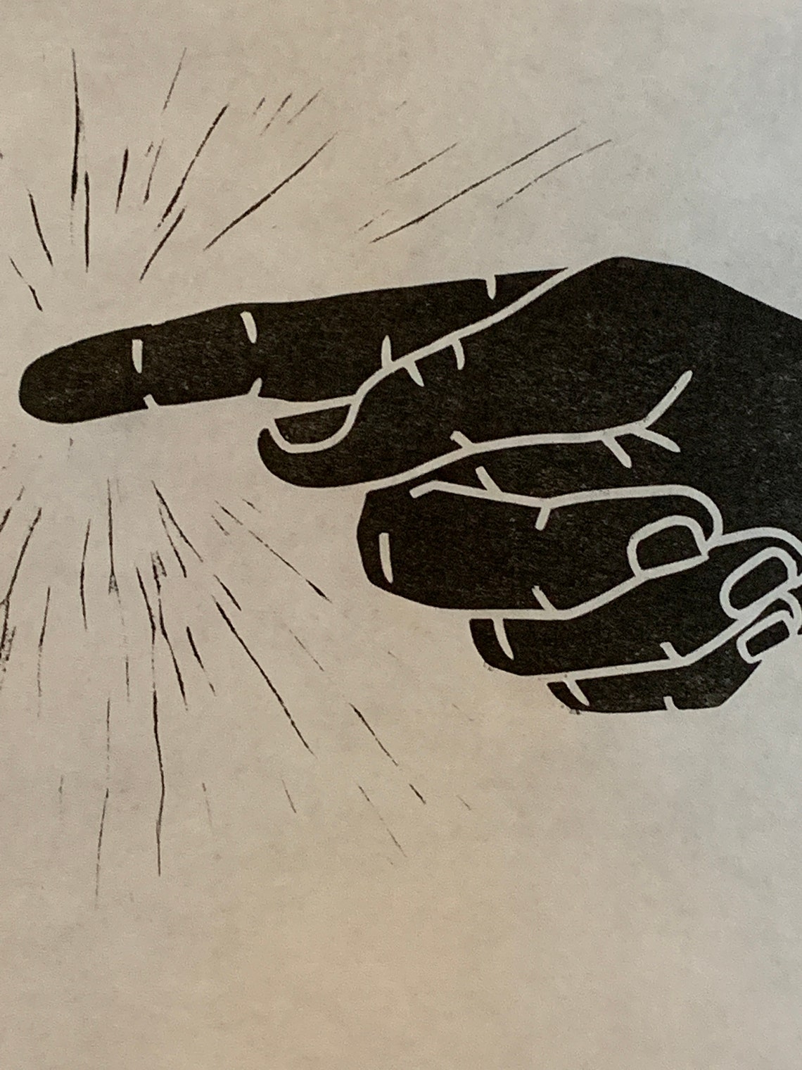 Manicule Pointing Finger Linocut Print Hnprints - Etsy