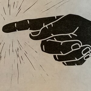 Manicule | Pointing Finger | Linocut Print | Hnprints - Etsy