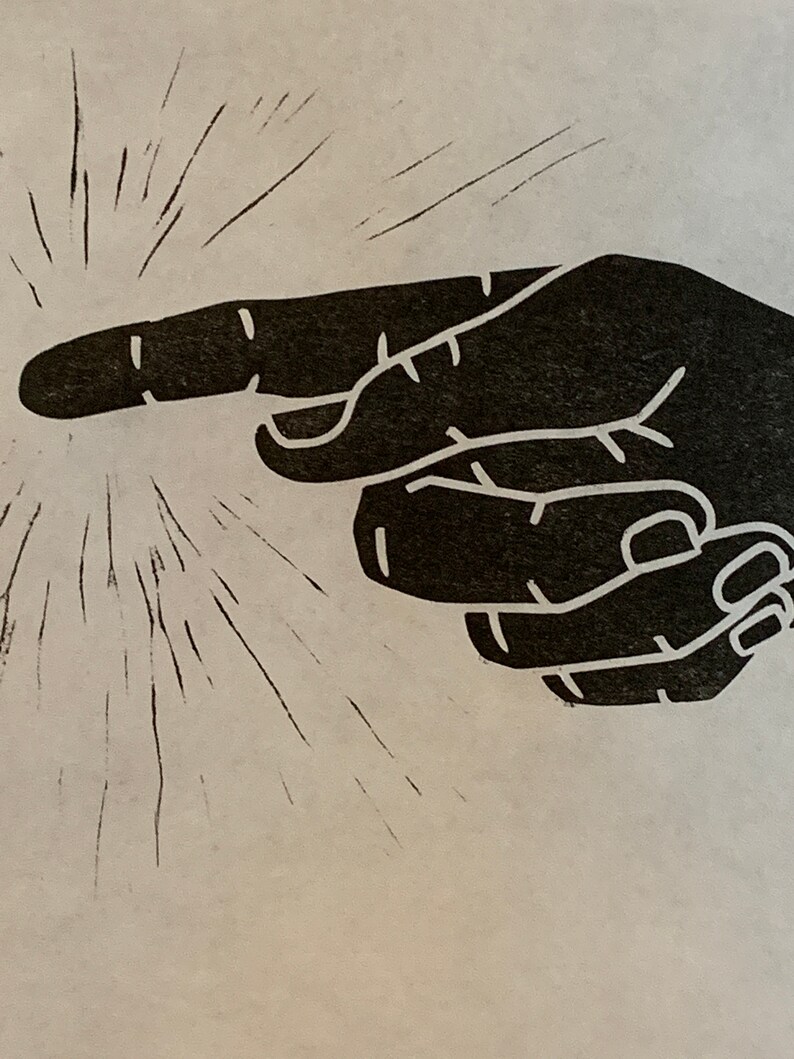 Manicule | Pointing Finger | Linocut Print | Hnprints - Etsy