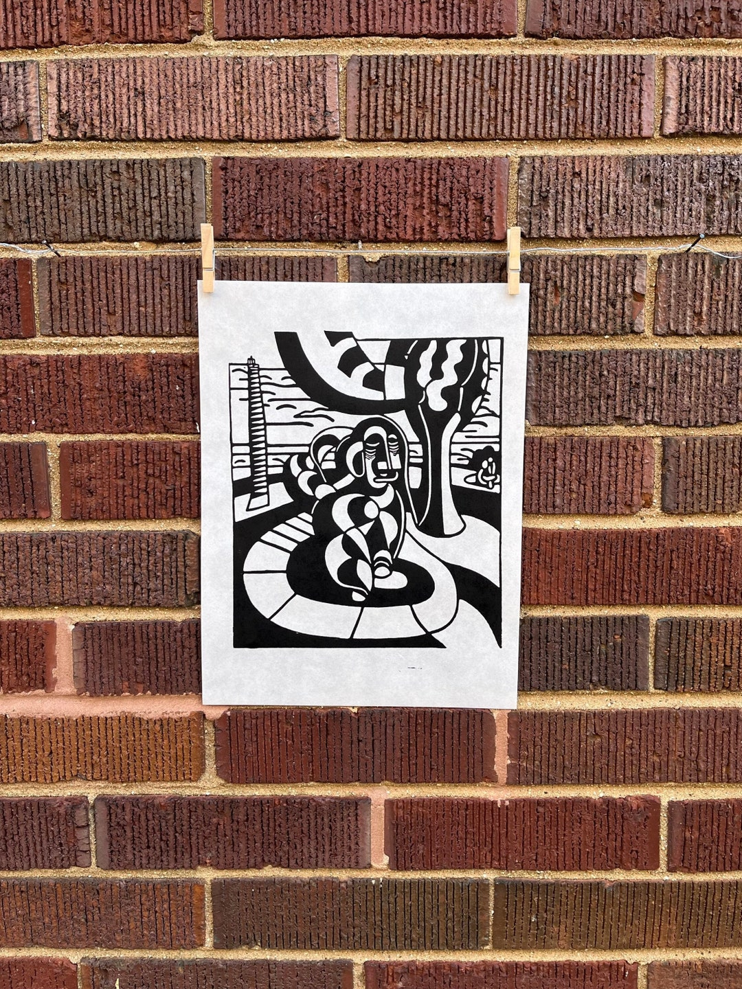 Lakefront Totem 4 | Linocut Print | Hnprints - Etsy