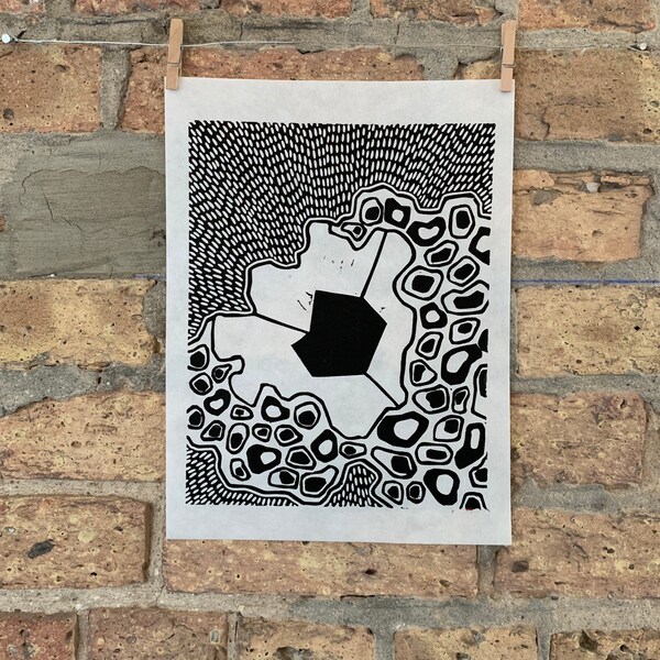 Abstract Linocut - Etsy