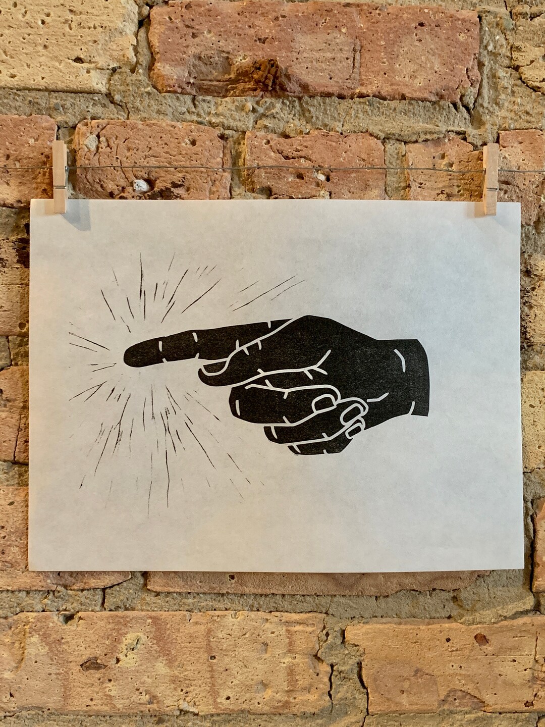 Manicule Pointing Finger Linocut Print Hnprints - Etsy