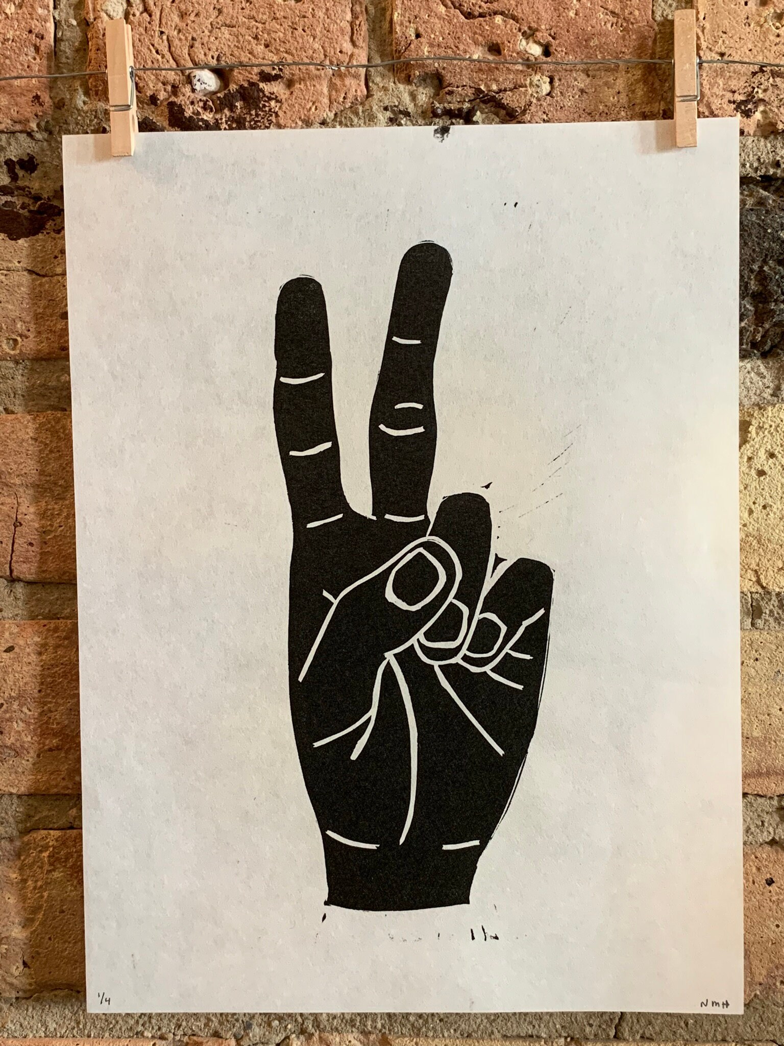 Peace Sign Linocut Print Hnprints - Etsy