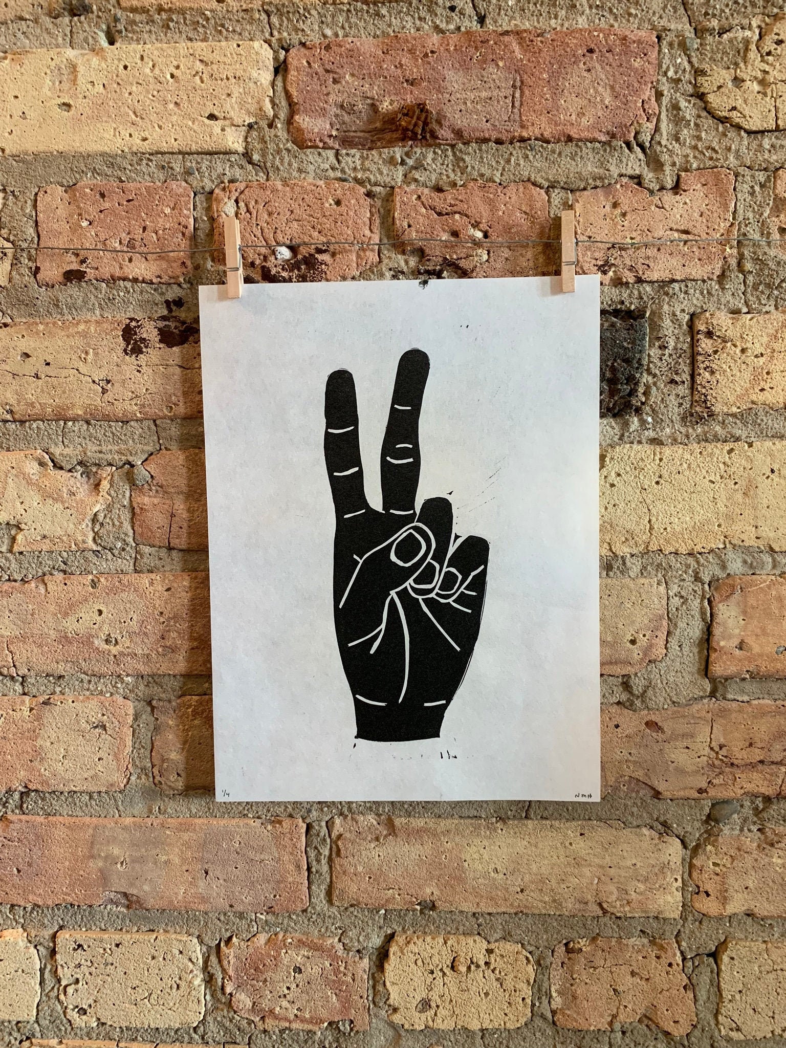 Peace Sign Linocut Print Hnprints - Etsy