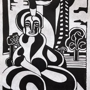 Lakefront Totem 8 Linocut Print Hnprints - Etsy