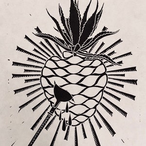 Sacred Heart of Agave | Mezcal Tequila | Linocut Print | Hnprints - Etsy