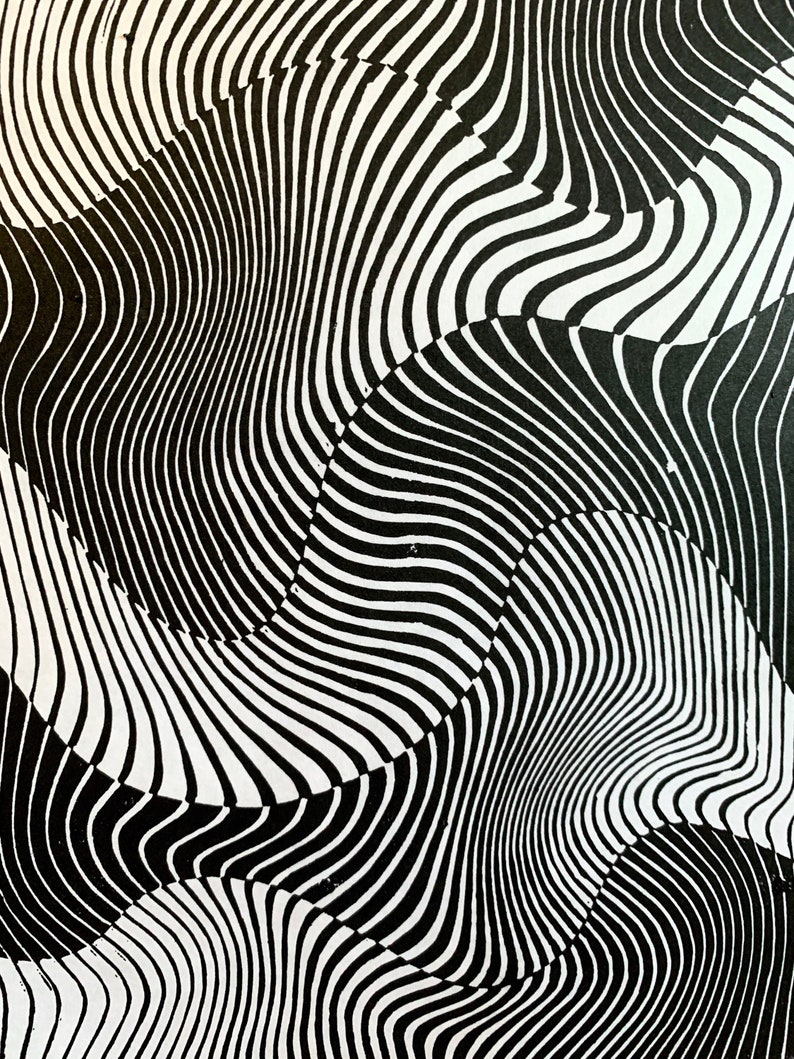 Gradients / Moiré Test 09 | Linocut Print | Wall Art | Optical Illusion ...