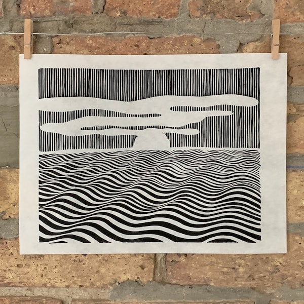 Linocut Landscape - Etsy