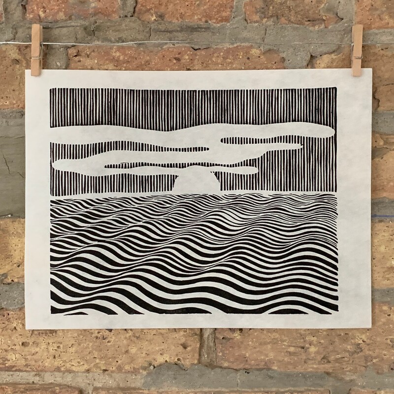 Linocut Landscape - Etsy