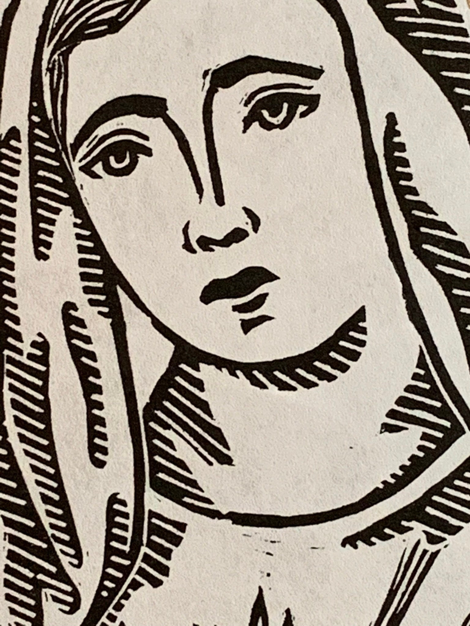 Immaculate Heart of Mary | Linocut Print | Hnprints - Etsy
