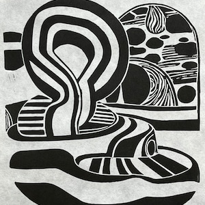 Portal 04 | Linocut Print | Hnprints | Optical Illusion | Abstract ...