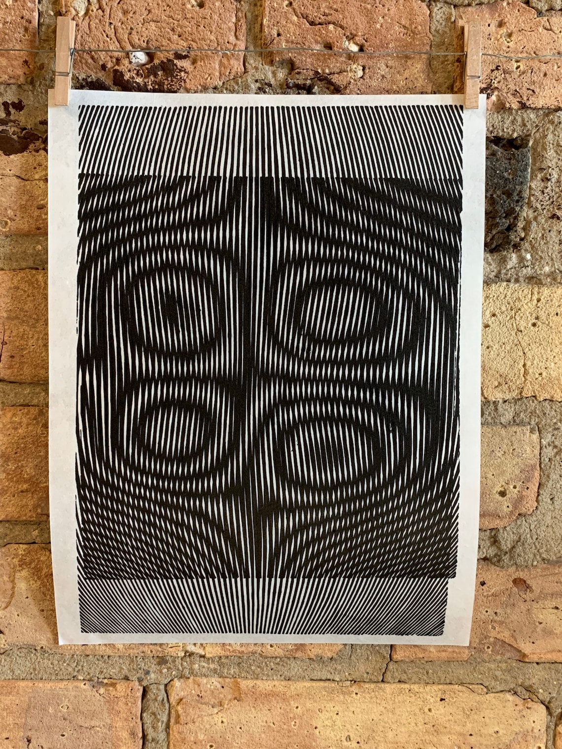 Curved Surface / Moiré Test 11 v3 Linocut Print hnPrints | Etsy