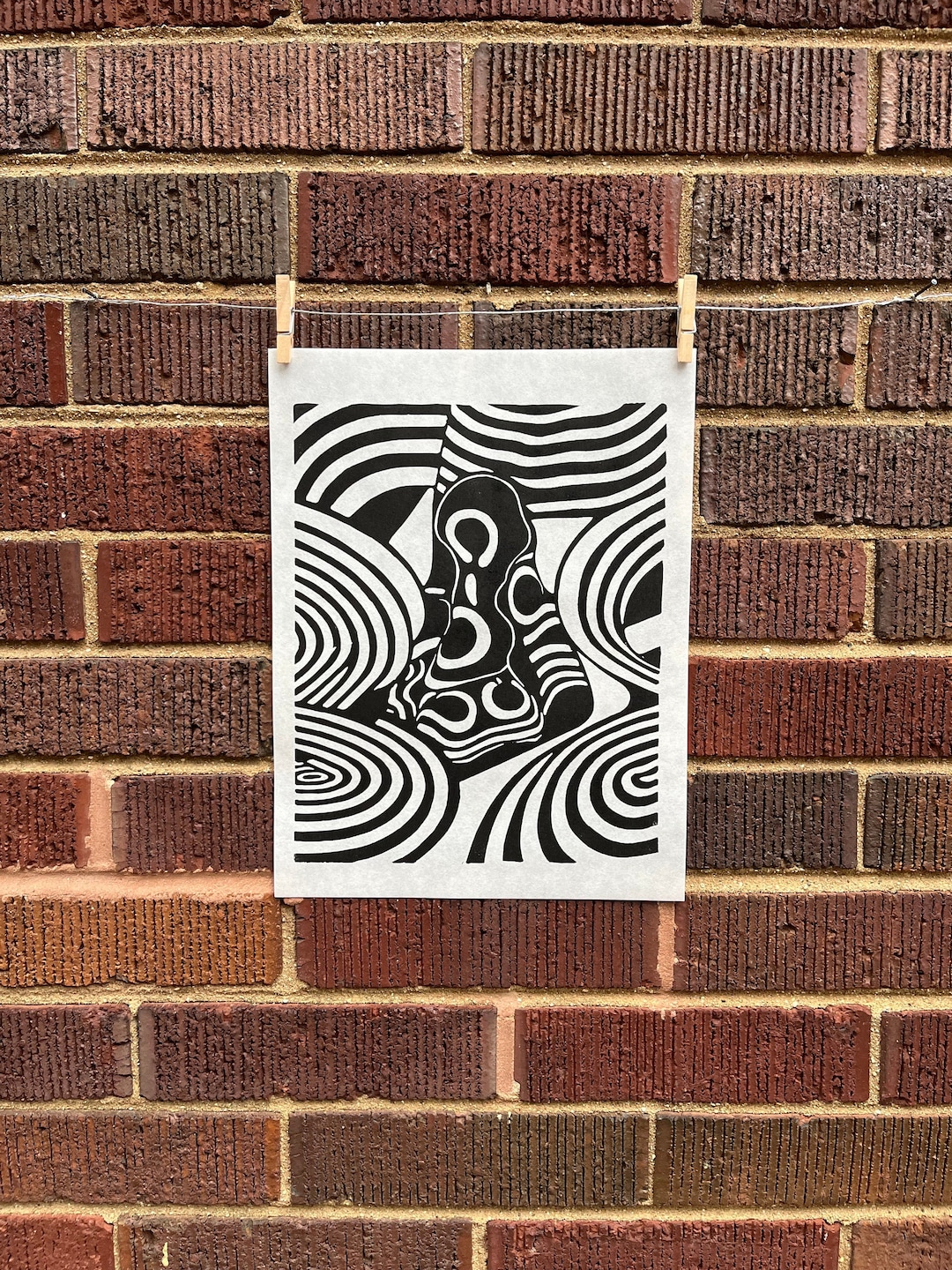 Portal 03 | Linocut Print | Hnprints | Optical Illusion | Abstract ...