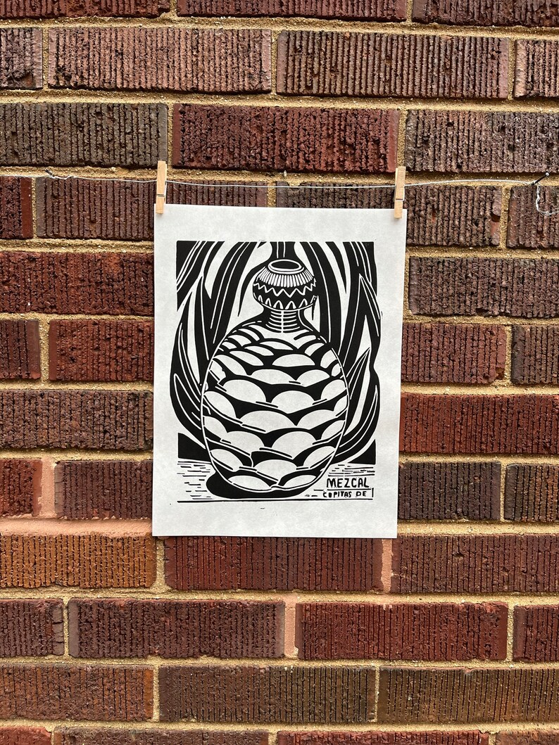 Mezcal Agave Pina 2 Tequila Linocut Print Hnprints - Etsy