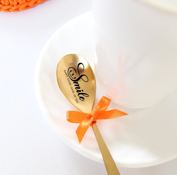 Personalized Spoon With Smile Gold Spoon Gift for Friend - Etsy UK