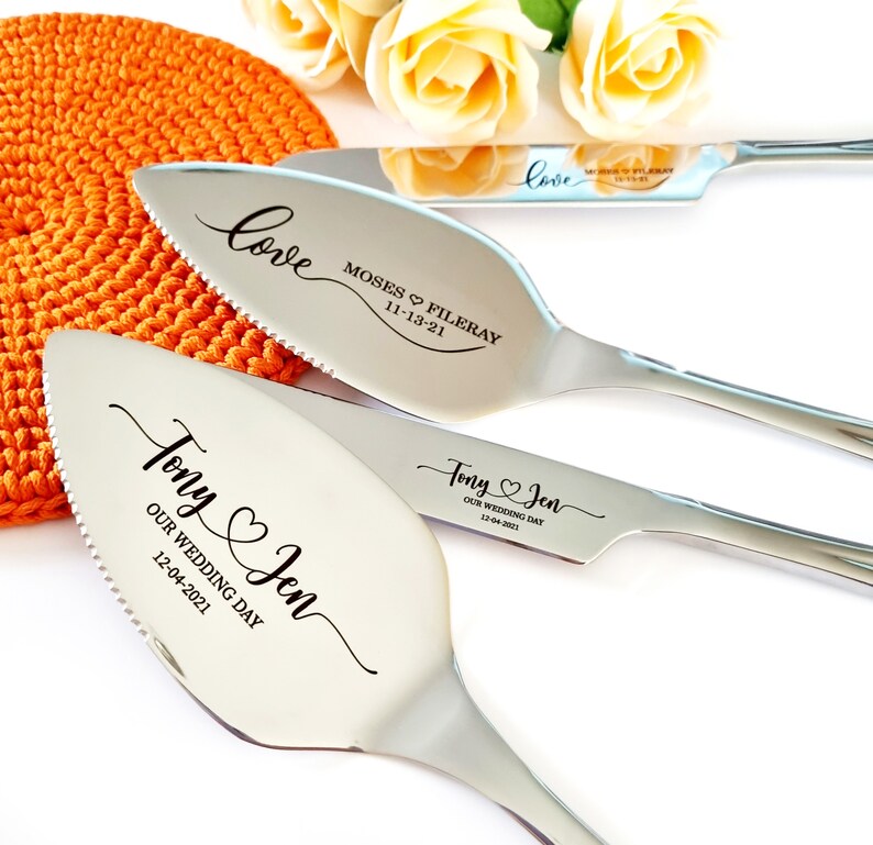 Wedding Cake Server Set Black Personalized Engraved Cake - Etsy