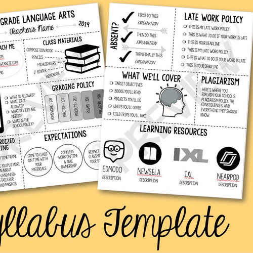 Editable Class Syllabus Template: Back to School Night Class - Etsy